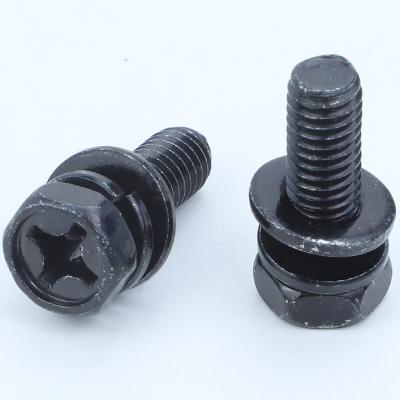 China Carbon Steel Black Zinc Plated Hex Head Bolt M4 M5 M6 M8 with Spring and Flat Washer Assemblies 500 Sets for sale