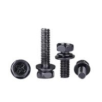 China Carbon Steel Black Zinc Plated Hex Head Bolt M4 M5 M6 M8 with Spring and Flat Washer Assemblies 500 Sets for sale