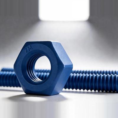China Blue Zinc Plated Carbon Steel Hexagon Lock Nut DIN985 Nylon Insert Prevailing Torque M4-M24 for sale