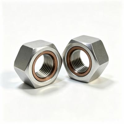 China Monel 400 Hexagon Lock Nut Vespel Insert High Temperature Corrosion Resistant Marine Grade for sale