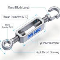 China DIN 1480 Open Body Turnbuckle M6-M36 Wire Rope Rigging Hardware for sale