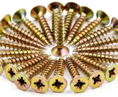 China Yellow Zinc Plating Self Tapping Metal Screws with CSK Head and PZ Drive - DIN/ISO Standards - 5 Million Monthly Capacity for sale