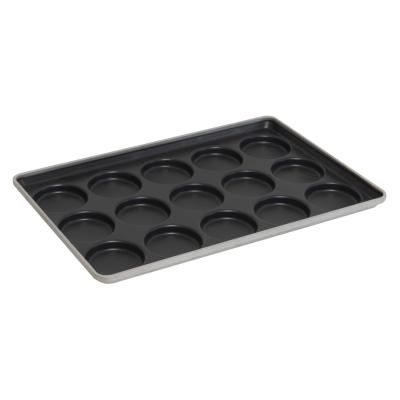 China RK Bakeware China Foodservice NSF 41005 Glazed Aluminized Steel 15 Mold Hamburger Bun Baking Tray Muffin Top Pan for sale