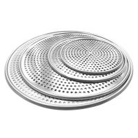 China 8 inch aluminium tray manufacturer aluminum tray circle holes metal oven pizza tray perforated pizza mold for sale