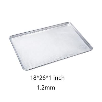 China 26 x 18 inch 1.2mm perforated metal tray perforated flat baking sheet perforated aluminum sheet wire-in-the-rim sheet tray for sale