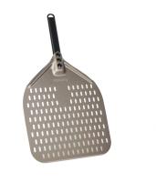 China 12 Inch Pizza Shovel Aluminum Pizza Turning Peel Black Hard Aluminum Perforated Detachable Pizza Peel for sale