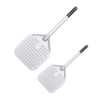 China 66cm Hard Anodized Aluminum Pizza Shovel 12 Inch Silver Alumina Perforated Pizza Peel for sale