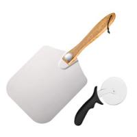 China 12 Inch Aluminum Pizza Shovel With Folding Handle And 10cm Pizza Wheel Cutter Set for sale