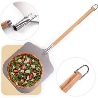 China Aluminum Blade Detachable Wooden Handle Pizza Oven Shovel 83cm Pizza Shovel Square Aluminum Pizza Peel for sale