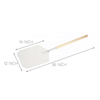 China 12''*14''*36'' Rectangle Wood Handle Metal Pizza Peel Aluminum Pizza Shovel 91cm for sale