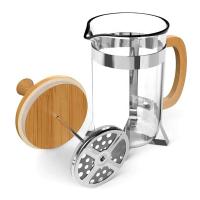China Stainless Steel Frame Portable Coffee Makers High Borosilicate Glass Coffee Press Bamboo French Press With Bamboo Handle for sale