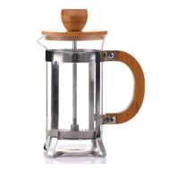 China Stainless Steel Frame Portable Coffee Makers High Borosilicate Glass Coffee Press Bamboo French Press With Bamboo Handle for sale