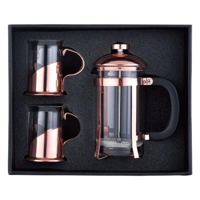 China Borosilicate Glass French Press Travel Mug Rose Gold Portable 1000ml Stainless Steel French Press Coffee Makers Coffee for sale