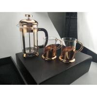 China Borosilicate Glass French Press Travel Mug Rose Gold Portable 1000ml Stainless Steel French Press Coffee Makers Coffee for sale