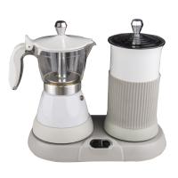 China Aluminum 3 Cups Electric Espresso Moka Coffee Maker Milk Frother Automatic Electric Moka Pot for sale
