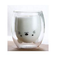 China High Borosilicate Milk Mugs Tea Mugs Insulated Double Wall Bear Glass Coffee Mug for sale