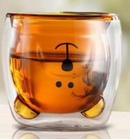 China High Borosilicate Milk Mugs Tea Mugs Insulated Double Wall Bear Glass Coffee Mug for sale