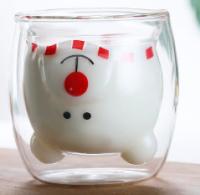 China High Borosilicate Milk Mugs Tea Mugs Insulated Double Wall Bear Glass Coffee Mug for sale