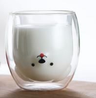 China High Borosilicate Milk Mugs Tea Mugs Insulated Double Wall Bear Glass Coffee Mug for sale