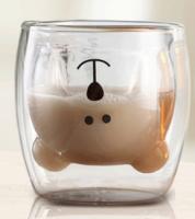 China High Borosilicate Milk Mugs Tea Mugs Insulated Double Wall Bear Glass Coffee Mug for sale