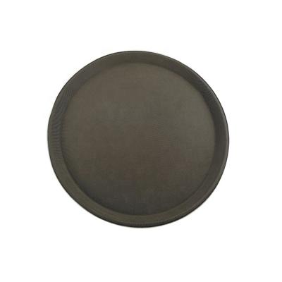 China 16 Inch Nonslip Round Plastic Tray Large Recycled Plastic Plates Rubber Serving Tray For Restaurant for sale