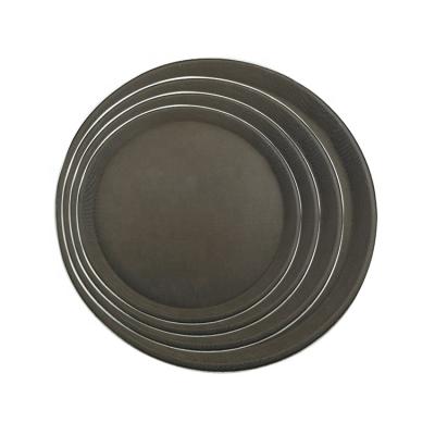 China Commercial Nonslip Round Plastic Tray Large Recycled Plastic Plates Rubber Serving Tray For Bar for sale