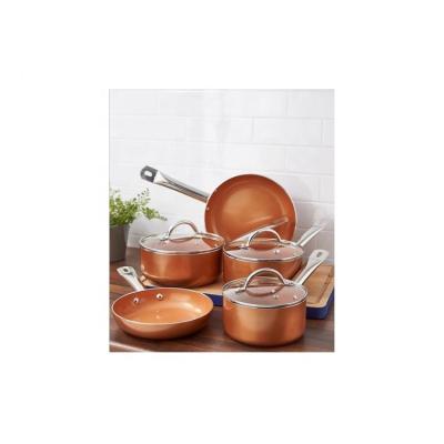 China 5 Pieces Die Cast Aluminum Non Stick Rose Pink Gold Cookware Sets Nonstick for sale