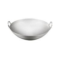 China 50*14cm Commercial Kitchenware Cookware Non Stick Carbon Steel Chinese Big Double Ear Wok Burner For Restaurants for sale