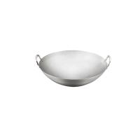 China 43*12cm Commercial Kitchenware Cookware Non Stick Carbon Steel Double Ear Wok Burner For Restaurants Or Ho for sale