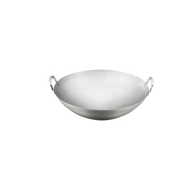China 43*12cm Commercial Kitchenware Cookware Non Stick Carbon Steel Double Ear Wok Burner For Restaurants Or Ho for sale