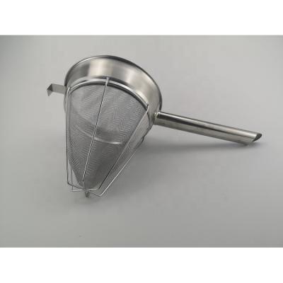 China 8 Inch Commercial Colander Fine Mesh Filter Stainless Steel Chinois Mesh Strainer Strengthening Rib Strainer for sale