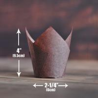 China Brown Greaseproof Paper Baking Mold Cupcake Muffin Liner Tulip Cup Wood Pulp for sale