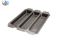 China RK Bakeware China Foodservice NSF Telfon Coat Aluminum Loaf Pans Pullman Three Cup Loaf Pan Copper Trisagna Pan for sale