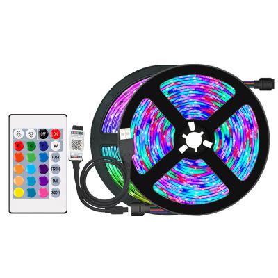 China TV Decoration 5m RGB LED Strip Light Set With 24Keys Bluetooth Control And IP20 Rating for sale