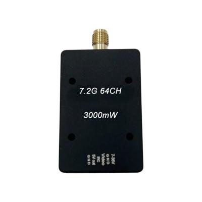 China Aluminum Alloy 7.2GHz 3W VTX 64Channel FPV Drone Analog Wireless Video Transmitter for Various Application for sale