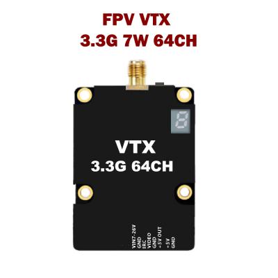 China 3.3GHz 7000mW FPV VTX 20km Video Transmitter 3060~3500Mhz 64CH 2~6S battery for sale