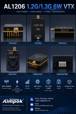China Kimpok AL1306 1.2GHz 1.3GHz 6W High Power Analog Video Transmitter Module Long Range Wireless Transmission for sale