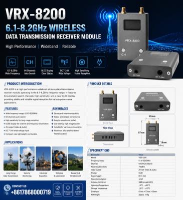 China Kimpok VRX-8200 Wireless Video Receiver Module with 6.1-8.2GHz Frequency 120 Channels and OLED Display for sale