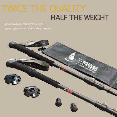 China Adjustable Lightweight Carbon Fiber Telescopic Hiking Pole 3-Section with EVA Foam Grip 65-135cm for sale