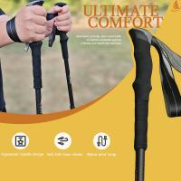 China Adjustable Lightweight Carbon Fiber Telescopic Hiking Pole 3-Section with EVA Foam Grip 65-135cm for sale