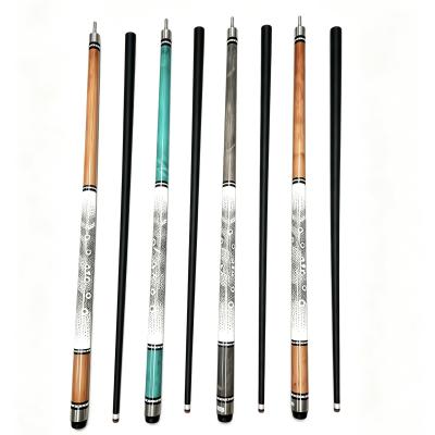 China Factory Direct Two Piece Fiberglass Carbon Fiber Billiard Pool Cue Stick 19oz 150cm Multi Color Snooker Cue for sale