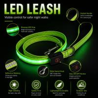 China Qcool Rechargeable Light Up Adjustable Reflective Pet Walking Safety Custom Logo 3 Piece LED Dog Harness Collar and Leash Set for sale