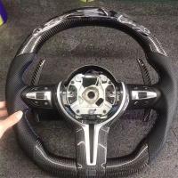 China Custom Microfiber Carbon Fiber Leather Steering Wheel for BMW F10 F30 E60 E90 G30 E46 E92 for sale