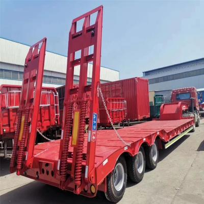 China Truck Trailer 60-100 Tons Heavy Duty Flatbed Low Bed Semi-Trailer for Heavy Equipment for sale