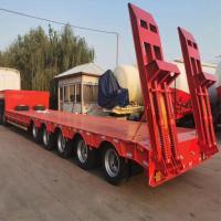China Truck Trailer 60-100 Tons Heavy Duty Flatbed Low Bed Semi-Trailer for Heavy Equipment for sale