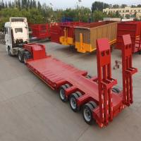 China Truck Trailer 3 4 Axle Tri Low Loader Bed Deck Flatbed Container Transport Lowbed Lowboy for sale