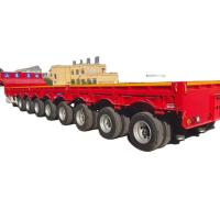 China 8-Axle Low-Bed Semi-Trailer with Steel Construction and Hydraulic Expandable Deck for sale