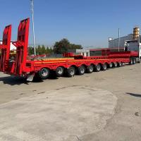 China 8-Axle Low-Bed Semi-Trailer with Steel Construction and Hydraulic Expandable Deck for sale