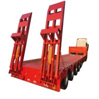 China 60 Ton Low Bed Flatbed Semi Trailer with Air Suspension and Heavy Load Capacity for sale