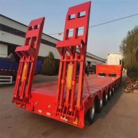 China 60 Ton Low Bed Flatbed Semi Trailer with Air Suspension and Heavy Load Capacity for sale